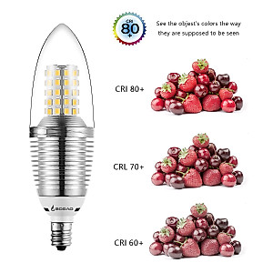 Bogao E12 LED Candelabra Bulb, 12W Daylight White 6000K LED Candle Bulbs, 80-100 Watt Light Bulbs Equivalent, E12 Candelabra Base,1200 Lumens LED Lights,Torpedo Shape (4 Pack)