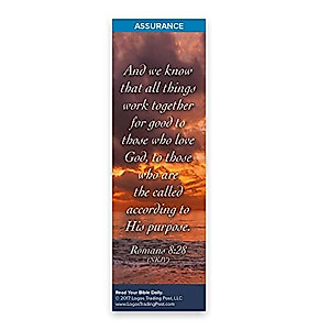 Christian Bookmark with Bible Verse, Pack of 25, Assurance Themed, All Things Work Together for Good, Romans 8:28
