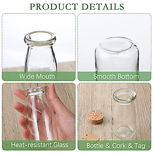 48 Pcs 3.4 oz Mini Yogurt Jars Small Glass Bottles with Cork Lids Mini Milk Potion Bottles Glass Pudding Jars for Party Favors Wedding Decor DIY Gift Baby Shower