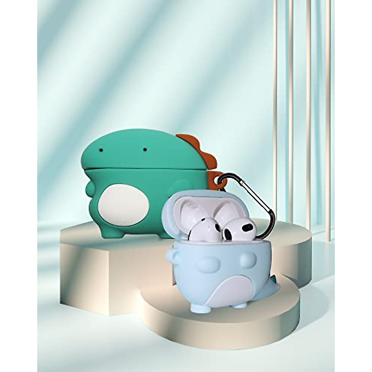 【2Pack】Cute Dinosaur For AirPods 3 Case Cover 2021, 3D Cartoon Animal Silicone For AirPods 3rd Generation Accessories Set, Lovely Cover Compatible With AirPods 3rd Gen Case Dinosaur【2021 Released 3st】