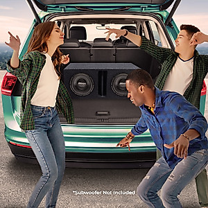 Atrend Bbox Dual Vented 10 Inch Subwoofer Enclosure - Car Subwoofer Boxes & Enclosures - Premium Subwoofer Box Improves Audio Quality, Sound & Bass - Red & Black Spring Terminals - Charcoal