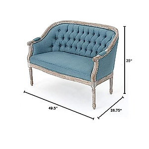 Christopher Knight Home Faye Classical Fabric Tufted Loveseat, Blue / Antique