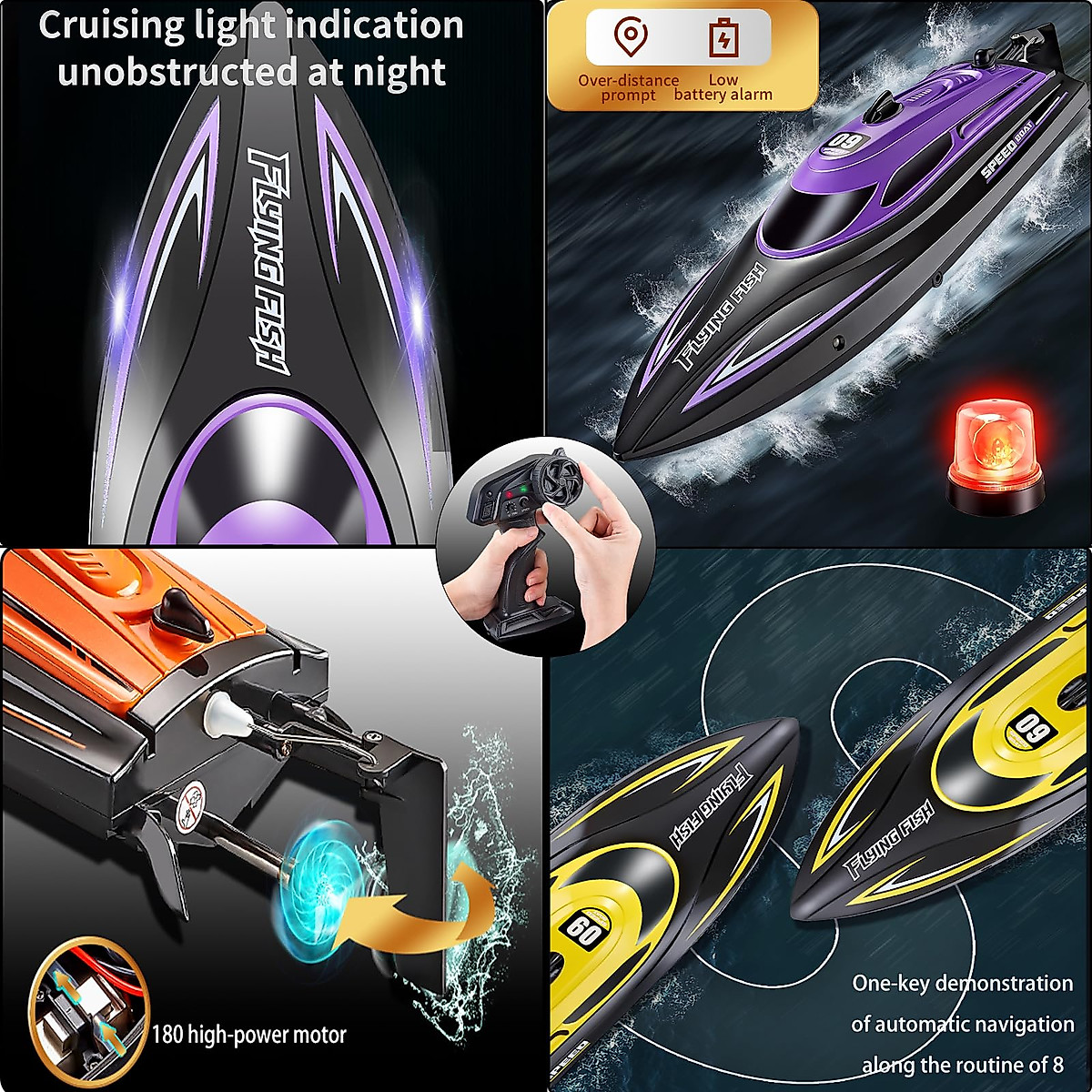 RC Boat with 2 Rechargeable Battery, 20+ MPH Fast Remote Control Boat for Pools and Lakes, 2.4G RC Boats Pool Toys for Adults and Kid (812-Orange)