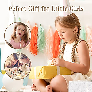 OESSUF Kids Makeup Kit for Girl, Wooden Makeup Toy Set for Toddlers, Pretend Wood Beauty Salon Toys Set for Kid Children Princess, Christmas Birthday Gift Toy for 3 4 5 6 7 8 9 10 Year Old