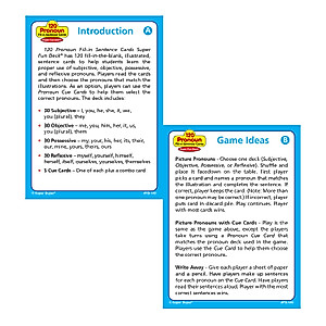 Super Duper Publications | 120 Pronoun Fill-in Sentence Fun Deck Flash Cards | Educational Learning Resource for Children
