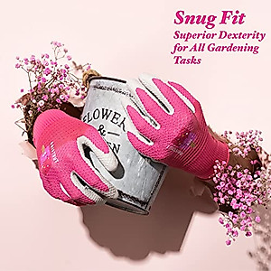OriStout Garden Gloves for Women, Ladies Yard Work Gloves for Weeding, Digging, Planting, Harvesting, Pink, Medium, 1 Pair