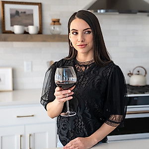 Aspen & Birch - Timeless Wine Glasses Set of 6 - Red Wine Glasses or White Wine Glasses, Premium Crystal Stemware, Long Stem Wine Glasses Set, Clear, 23 oz, Hand Blown Glass Crafted by Artisans