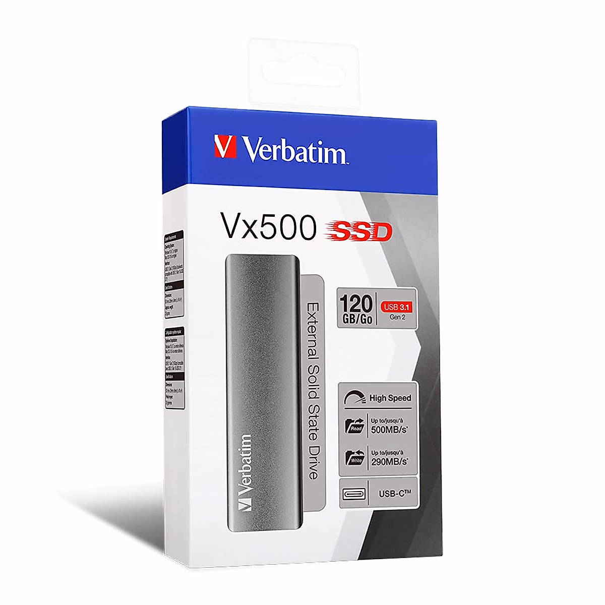 Verbatim 120GB Vx500 External SSD, USB 3.1 Gen 2 - Graphite (47441)