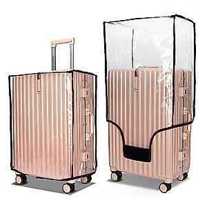 3 Pieces Clear Luggage Covers for Suitcase TSA Approved PVC Waterproof Luggage Protector Suitcase Cover for Travel Packing (Black Border, 20'')