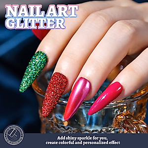 LEOBRO Red Glitter, Glitter, 180g/6.35oz Holographic Ultra Fine Glitter, 1/128" Resin Glitter Powder, Metallic Iridescent Glitter for Resin Tumblers Hair Body, Christmas Glitter for Crafts