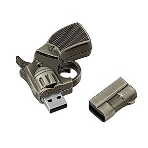 Usbkingdom 64GB USB 2.0 Flash Drive Cartoon Metal Revolver Pistol Gun Shape Pen Drive Thumb Drive Memory Stick Pendrive Jump Drive Flash Disk