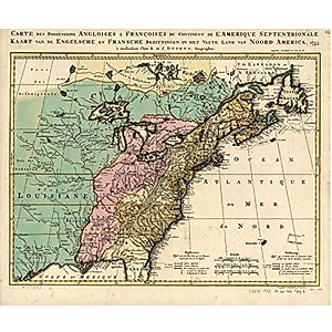 1755 Map| North America| Carte des Possessions angloises & francoises du Continent de