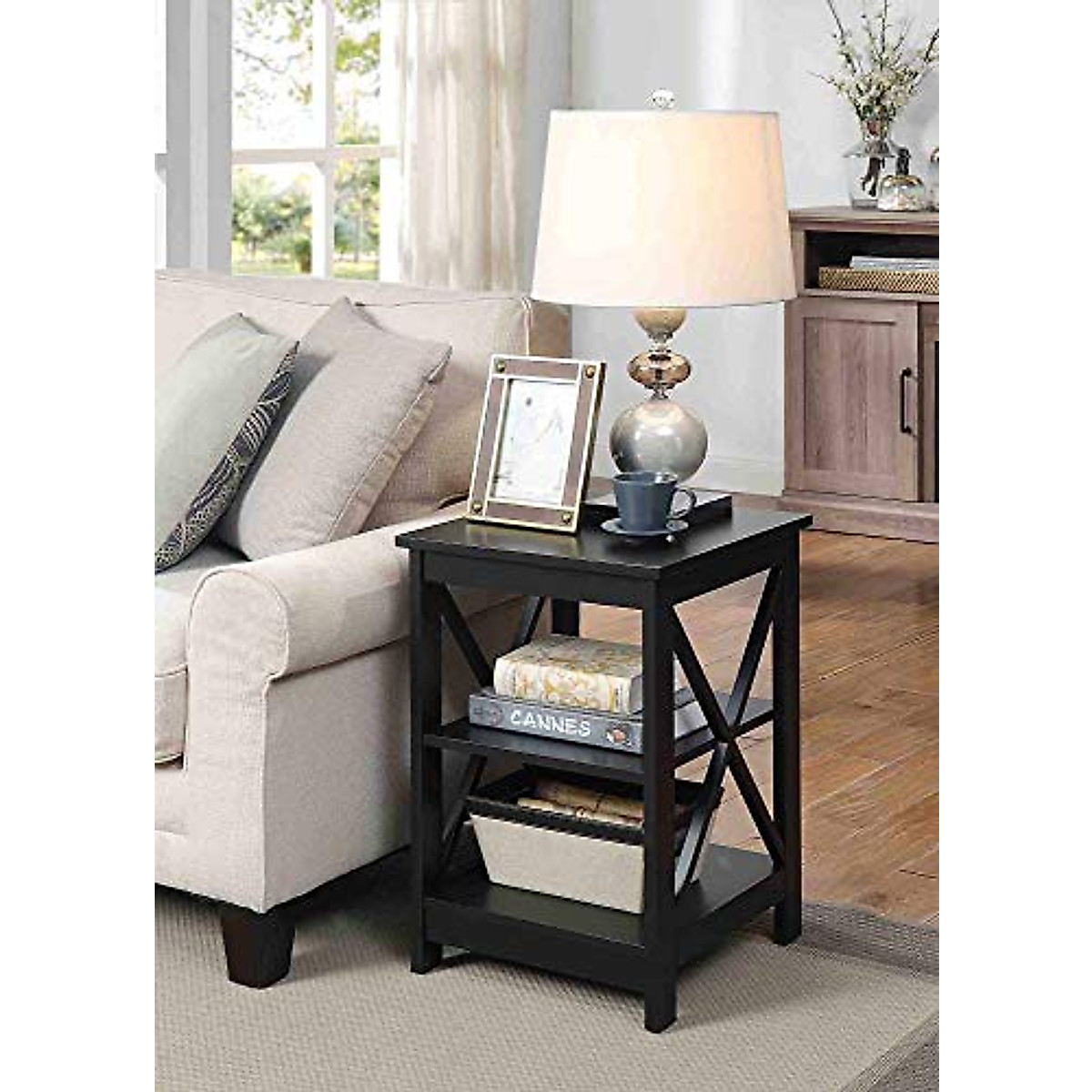 Convenience Concepts Oxford End Table with Shelves, Black