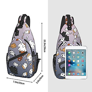 Funny Cute Cat Sling Backpack Cat Chest Bags Crossbody Animal Shoulder Bag for Men Women Boys Girls
