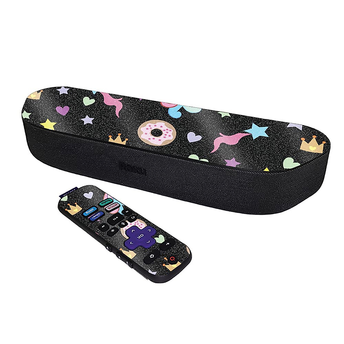 MightySkins Glossy Glitter Skin Compatible with Roku Streambar Media Player (2020) - Donut Fantasy | Protective, Durable High-Gloss Glitter Finish | Easy to Apply | Made in The USA