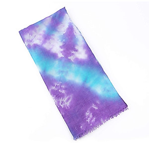 GERINLY Lavender Color Tie Dye Scarf Aesthetic Active Neck Wrap Fashion Shoulder Shawl Natural Hijabs for Vacation (Purple Turquoise)