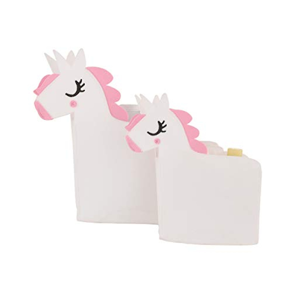 NoJo White Felt Unicorn Shaped 2Piece Nursery Storage Caddy Set, White, Pink