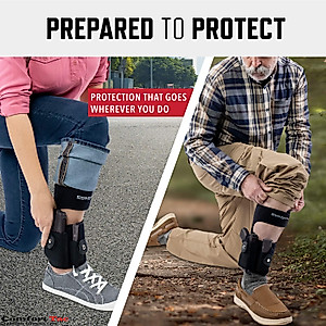 ComfortTac Ankle Holster with Calf Strap and Spare Magazine Pouch for Concealed Carry - One Size Fits Most - Compatible w/Glock 19, 26, 36, 42, 43, S&W Shield, Bodyguard 380, Ruger LCP, LC9, and More