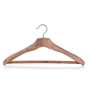 HANGERWORLD 19.7 inch Luxury Strong Cedar Wood Clothes Coat Garment Hanger with Non Slip Trouser Skirt Bar
