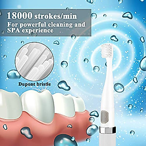 Meafeng Travel Electric Toothbrush with 2 Brush Head 2 Modes Waterproof Sonic Toothbrush by Battery Powered Portable Mini Design for Daily Oral Care Business Travelling and Holiday Use (White)
