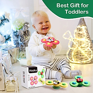 Hooku 3 PCS Baby Bath Spinner Toy with Rotating Suction Cup Spinning Top Toy Animal Spin Sucker Baby Bath Toys Dining Chairs Toys Windmill