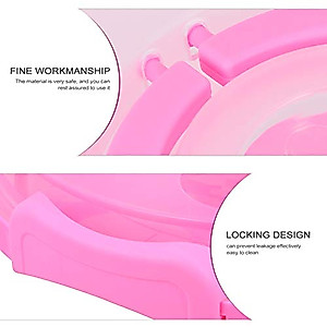 Hemoton Portable Cheesecake Carrier Round Cake Container Clear Dome Lids Cupcake Muffin Pie Box Dessert Serving Tray with Handle for Fruits Pastry Donut Baked Bread 10inch Pink