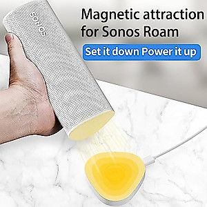 Rounkin Wireless Charger Compatible with Sonos Roam, Magnetic Charging Base, Power up Charging Dock for Portable Bluetooth Speaker for Sonos Roam SL(White)
