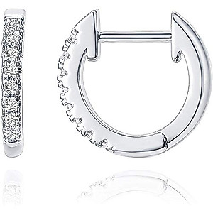 PAVOI 14K Gold Lab Diamond Cuff Earrings Huggie Stud (14K White Gold)