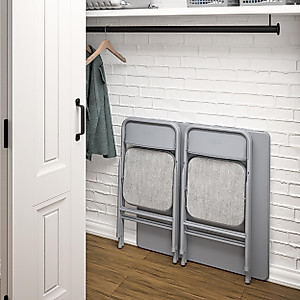 CoscoProducts COSCO Premium 5-Piece Dining Set, with 34" Vinyl Top Card Table and 4 Fabric Padded Seat & Back Folding Chairs, Gray