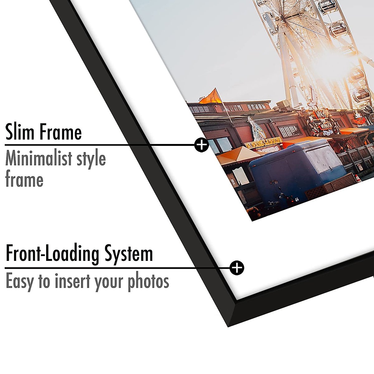 Americanflat Front Loading 11x14 Picture Frame with Shatter-Resistant Glass - Set of 3 - Use as 8x10 Frame with Mat - Metropolitan Collection - Photo Frame for Wall Display - Black