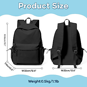 UPPACK Black Backpack Lightweight School Bag Bookbag Waterproof High School Middle School Students Backpack For Teen Boys Girls Cute Aesthetic Backpack Casual Daypack For Men Women