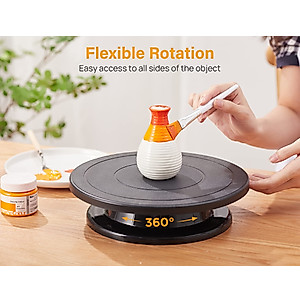 Kootek 11 Inch Rotate Turntable Sculpting Wheel Revolving Cake Turntable Black Painting Turn Table Lightweight Stand for Paint Spraying Spinner, Cake Decorating, Displaying Item