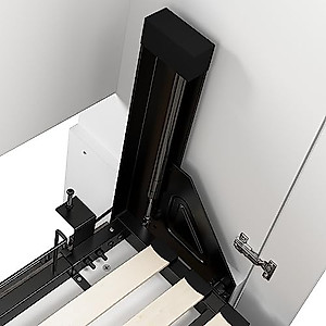 Bestar Orion Murphy Bed with Storage Cabinet and Fold-Out Desk (91W), Sleeping Arrangement with Work Surface, Full, White & Walnut Grey