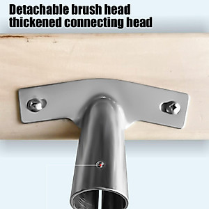 Floor Scrubbing Brush, Stainless Steel Wire Broom Deck Scrub Brush with Long Handle, Scrub Broom Stainless Steel, Stiff Bristle Scrubber Brush with Long Handle for Bathroom, Kitchen, Tile Floors