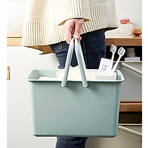 ALINK Plastic Shower Caddy Basket with Handle, Portable Storage Organizer for College Dorm, Bathroom, Kitchen - Pink