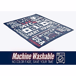 InnoBeta Lacrosse Gifts for Boys Throw, My Goal is to Deny Yours Flannel Blankets for Men 50" x 65"