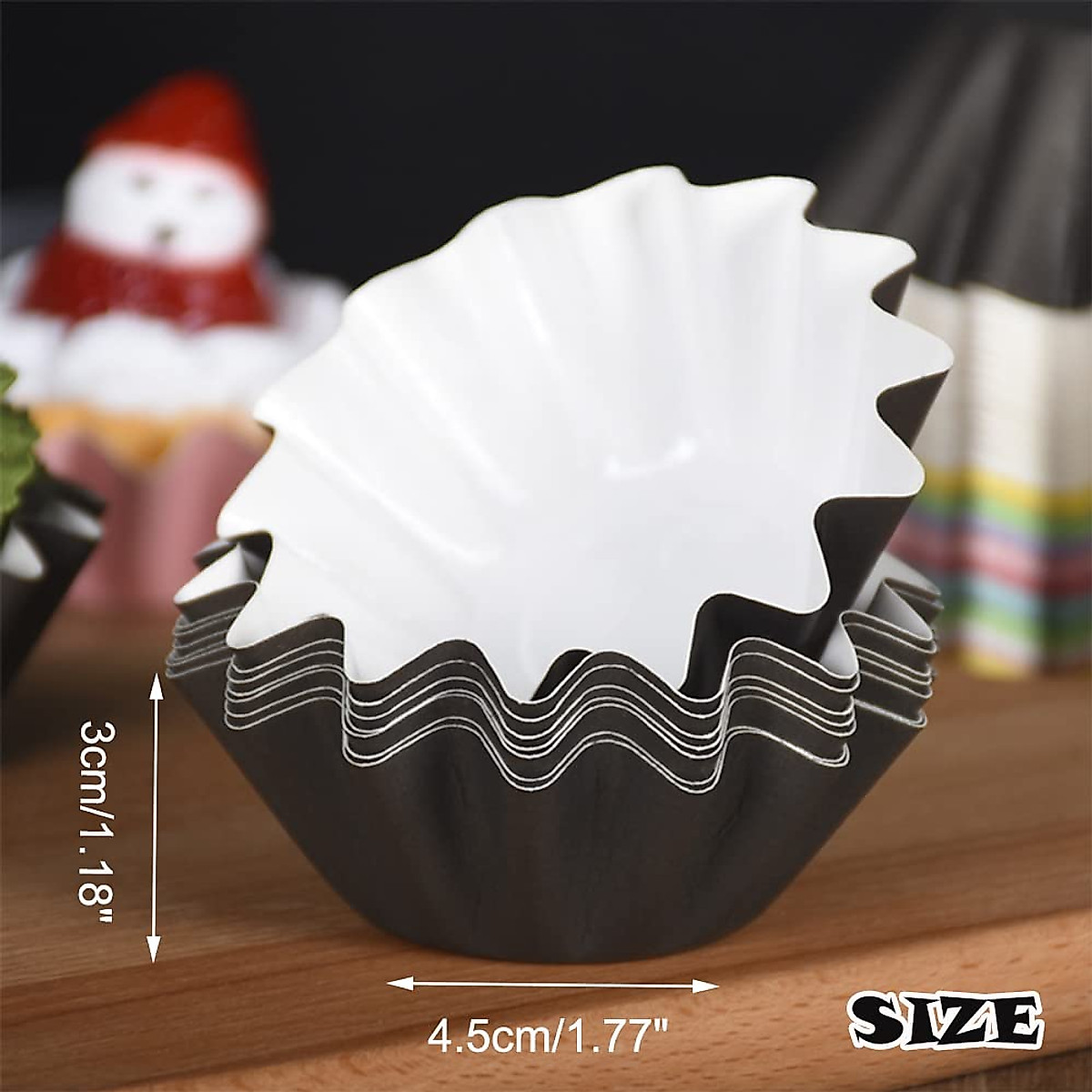 100 PCS Baking Cups Cupcake Liner Flared Brioche Standard Muffin Wrappers Greaseproof Coated Paper Cup for Wedding Birthday Holiday Party or Baby Shower (Brown)