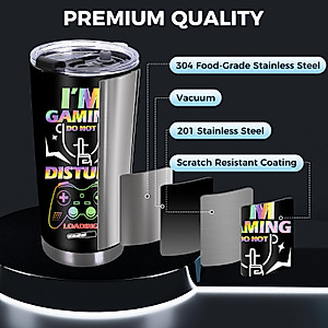 LATTPLYN Gaming Mug Tumbler for Boys, Gamer Mugs 20 oz Insulated Tumbler with Handle and Lid, Stainless Steel Travel Cup for Men Boys Kids Teens, Gaming Gamepad Gift for Birthday