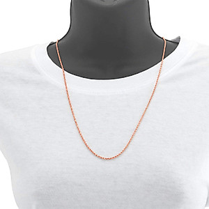 Nuragold 10k Rose Gold 1.5mm Rope Chain Diamond Cut Womens Dainty Pendant Necklace, 14" 16" 18" 20" 22" 24" 26"