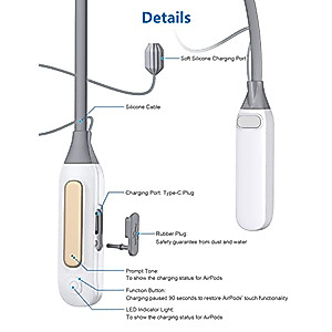 Abeautiu AirPods Portable Charger Compatible with AirPods 1/2/3/Pro Anti-Lost Strap Smart Power Supply AirPod Accessories Use While Charging, Not for New 2022 AirPods Pro 2. AirPods Not Included