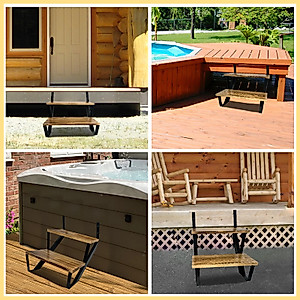 2 Packs metal stair step stringers, 2 step steel riser stringer for 19.4inch height deck(Matt black)