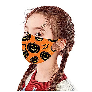 5Pcs Cute Halloween Facemasks For Kids Children Mercerized Cotton Cartoon Breathable Washable Reusable Face_Mask