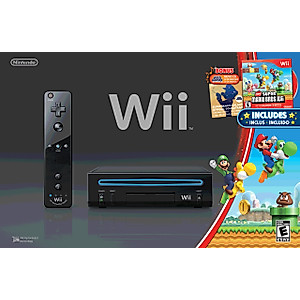 Wii Black Console with New Super Mario Brothers Wii and Music CD