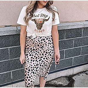 GEMLON Not My First Rodeo Cowgirl Western T-Shirt Tee Womens Casual Country Concert Short Sleeve Shirt Tops Apricot M