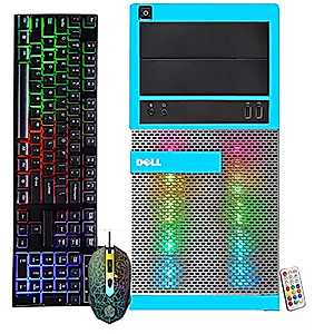 DELL Optiplex Tiny Mini Desktop PC, Intel Core i5, 16GB RAM, 512GB SSD with 24 inch Curved Monitor, AI Enabled RGB Keyboard Mouse, RGB Soundbar and Webcam Windows 11 Pro (Renewed)