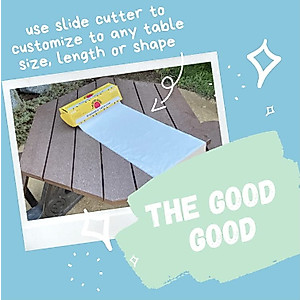 Thick White Plastic Disposable Plastic Tablecloth Roll with Easy Slide Cutter | 54 in Wide | Cover Square, Round, Foldable, Rectangle Table for Party, Birthday, Indoor, Outdoor, Events