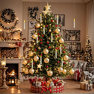 Floating Candles with Wand, 12PCS Candles Floating Christmas Decorations Magic Hanging Candles Flameless Candles with Wand Remote, Battery Operated LED Floating Candle Birthday Decorations Theme Party