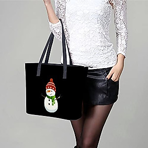 Xmas Snowman Women's Handbag Leather Purse Shoulder Bag Fashion Tote Bag Shopping Bag for Office Travel