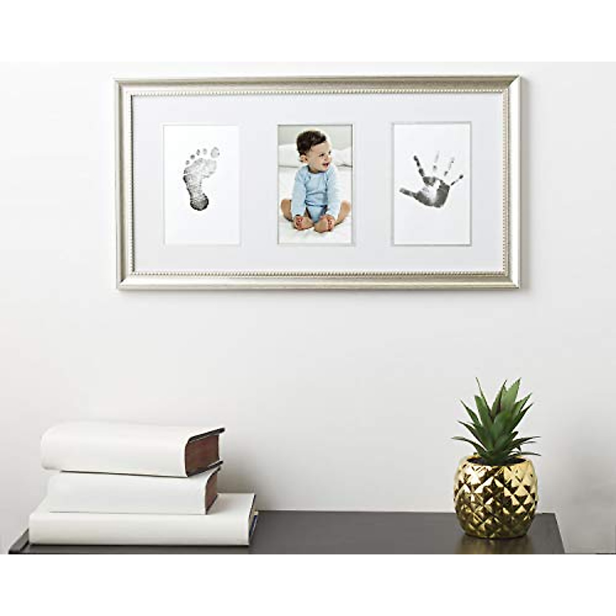 Lil Peach Deluxe Baby Prints Keepsake Frame, Makes Perfect Nursery Décor, Creative Baby Gift, or Addition to Baby Registry, Silver