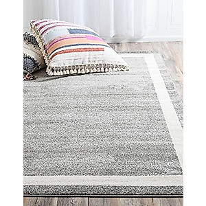 Unique Loom Del Mar Collection Area Rug-Transitional Inspired with Modern Contemporary Design, Rectangular 5' 0" x 8' 0", Gray/Ivory